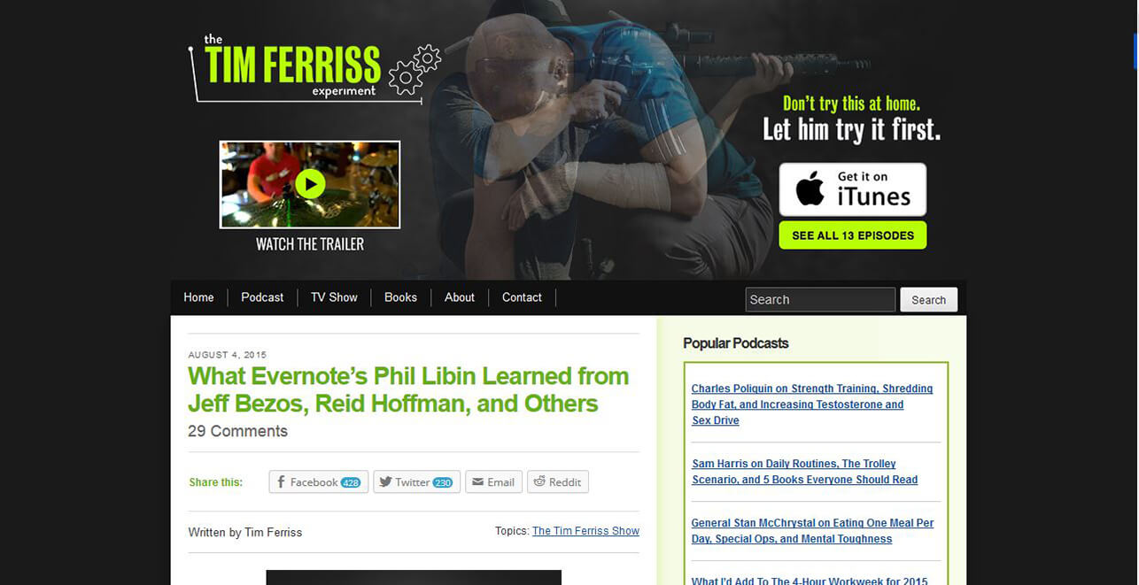 TimFerris-homepage-wordpress-website - 99 Robots