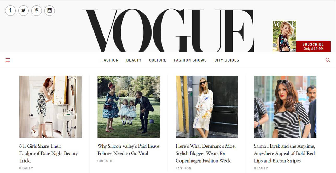 Vogue-homepage-wordpress-website - 99 Robots
